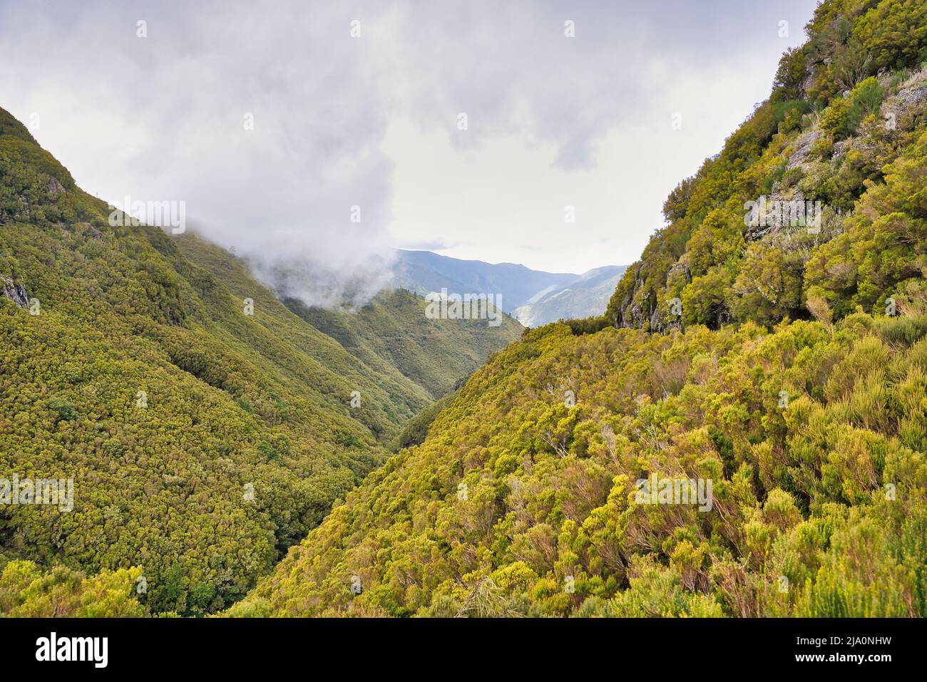The magnificent inland of the island of Madeira, Portugal, clouds Stock ...