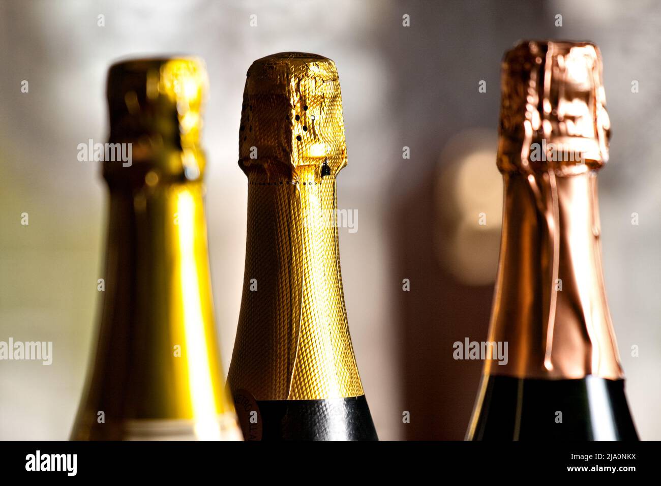 Bottles of champagne on a table. High quality photo Stock Photo - Alamy