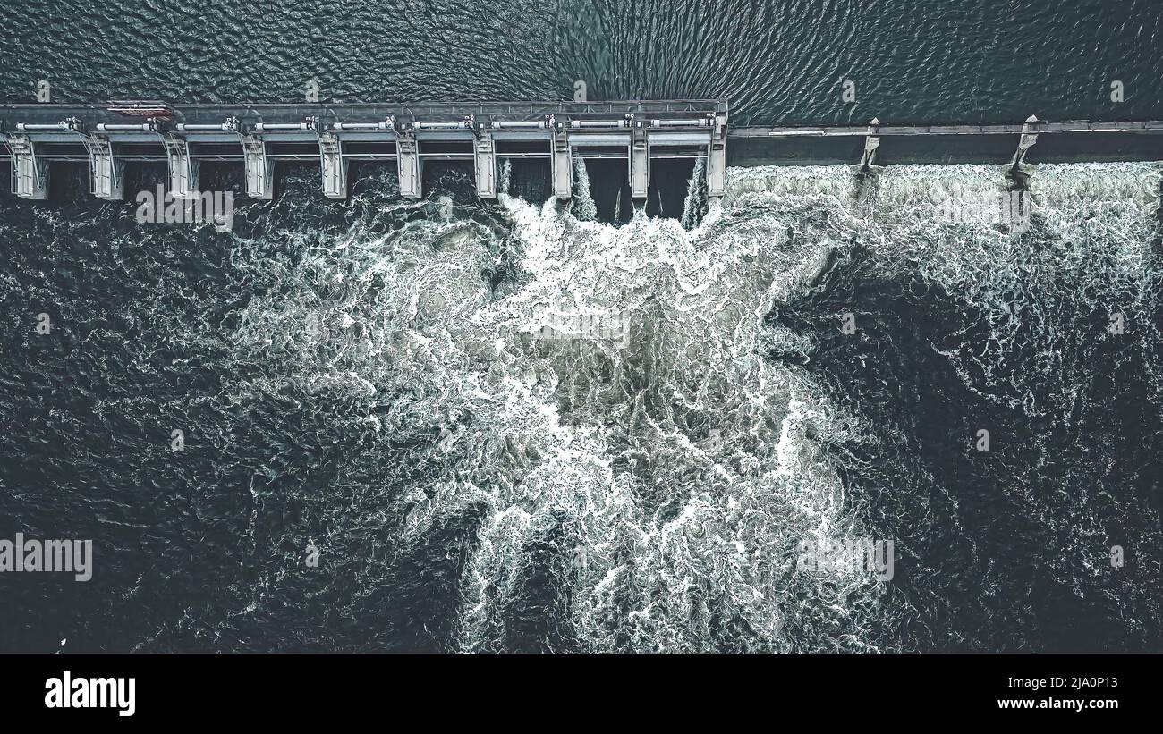 A black and white with a small amount of color coming through. A view ...