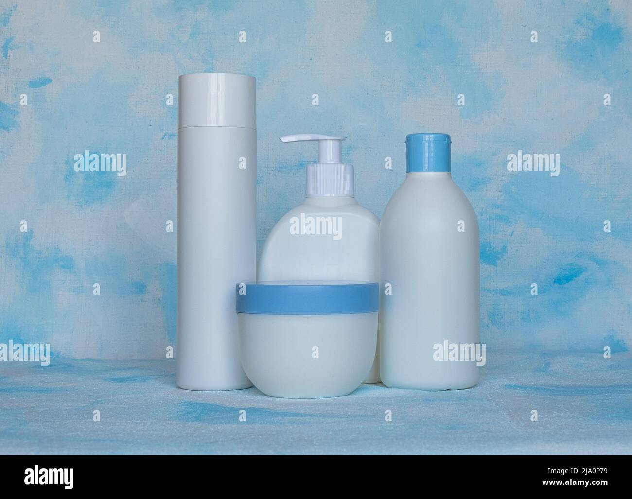 Bottles for cosmetic products without a label. Facial skin care concept ...