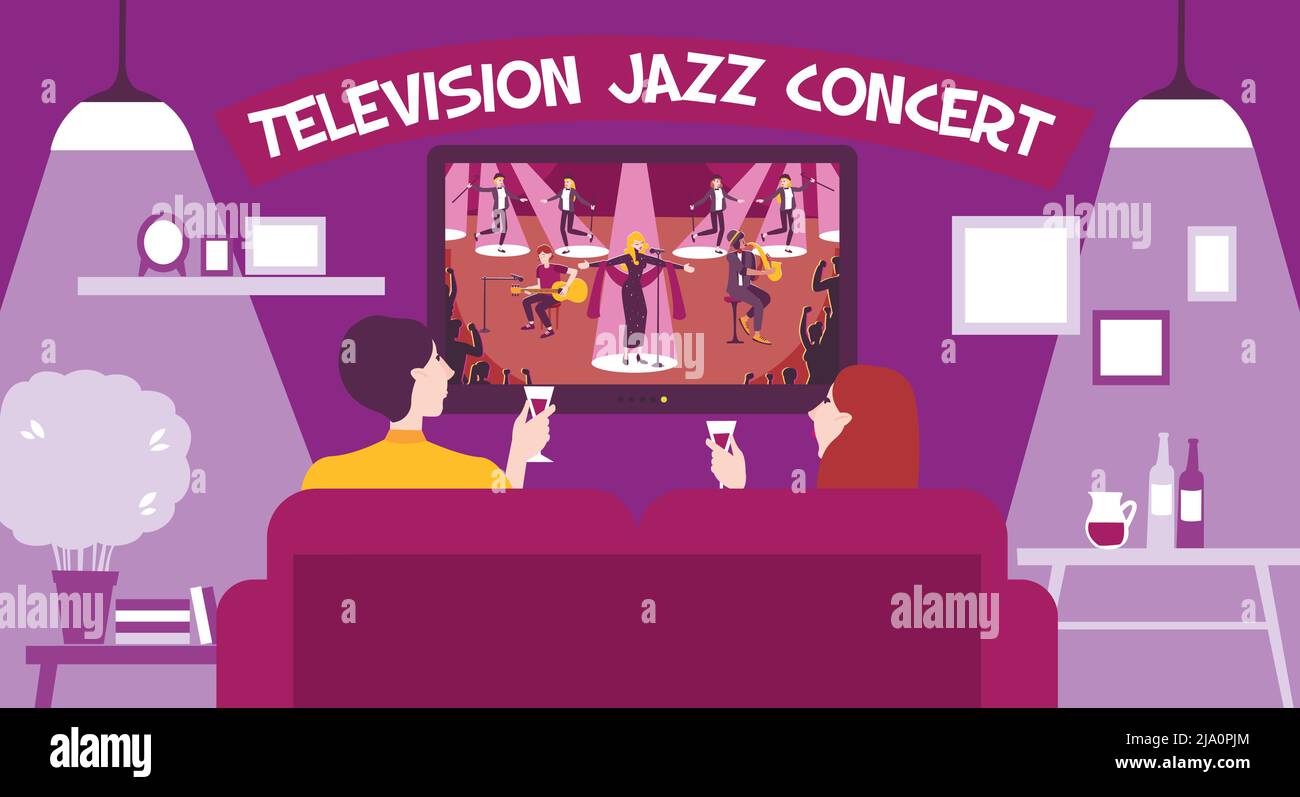 Tv concert show composition with television jazz concept headline and ...