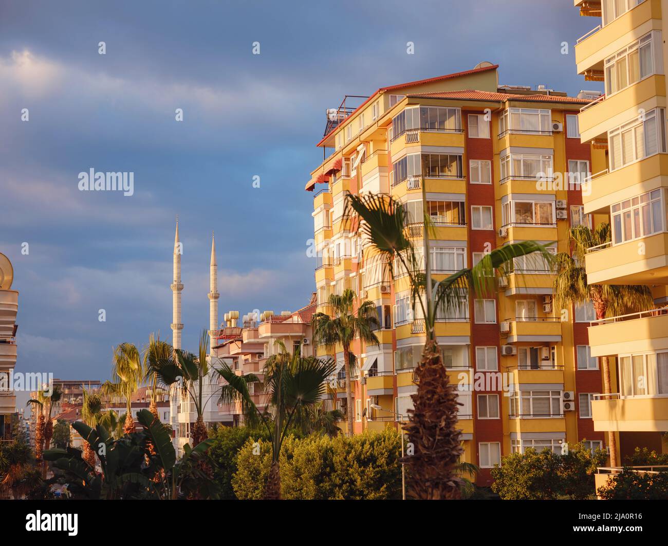 Alanya, turkey, winter walk by mediterranean sea. sunny typical Turkish ...