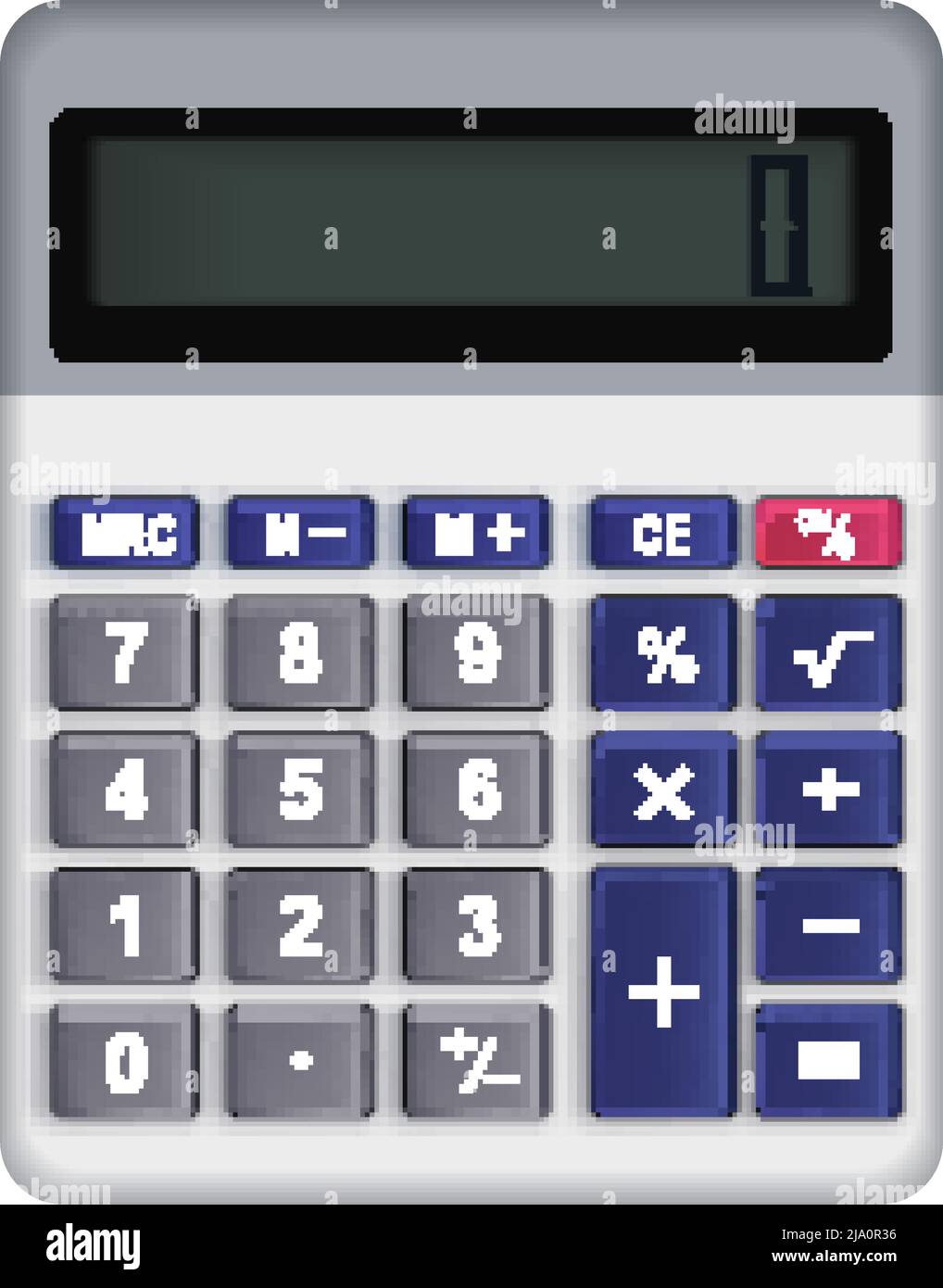 Stationery realistic composition with isolated image of calculator on ...