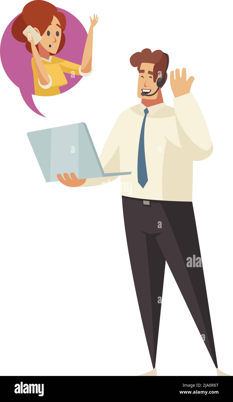 Dispatchers client support call center composition with male character ...