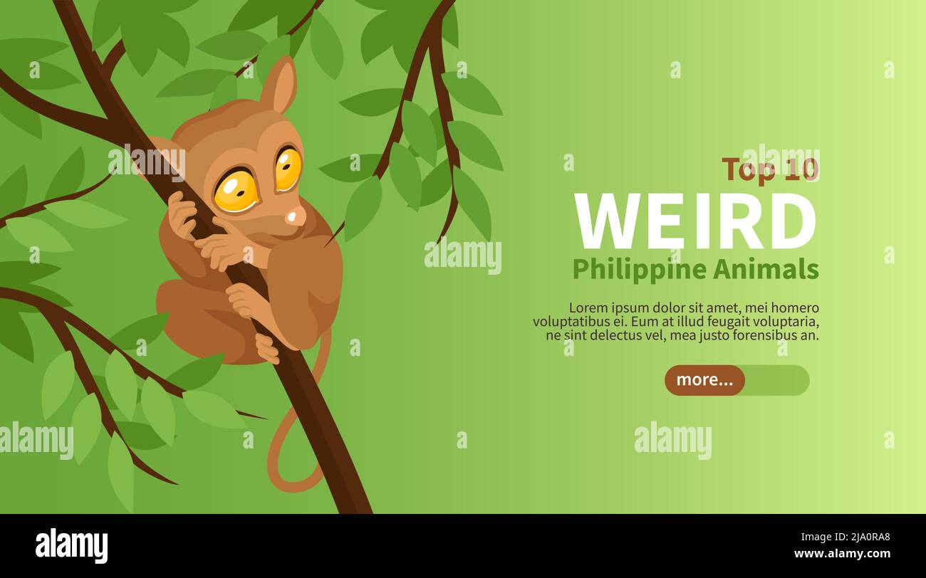 Phillipine travel isometric poster with top weird animals vector ...