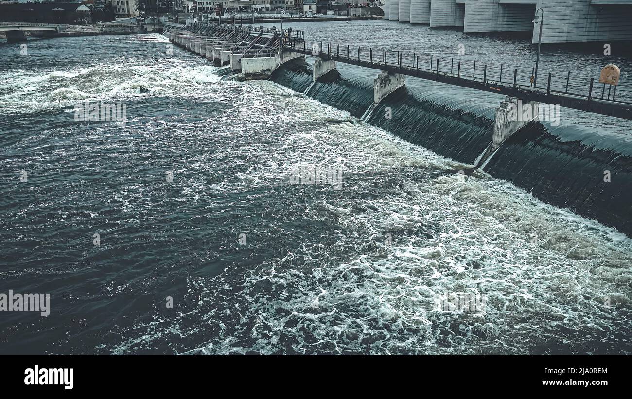 The snow and ice is gone and melted. The Fox River flows in the ...