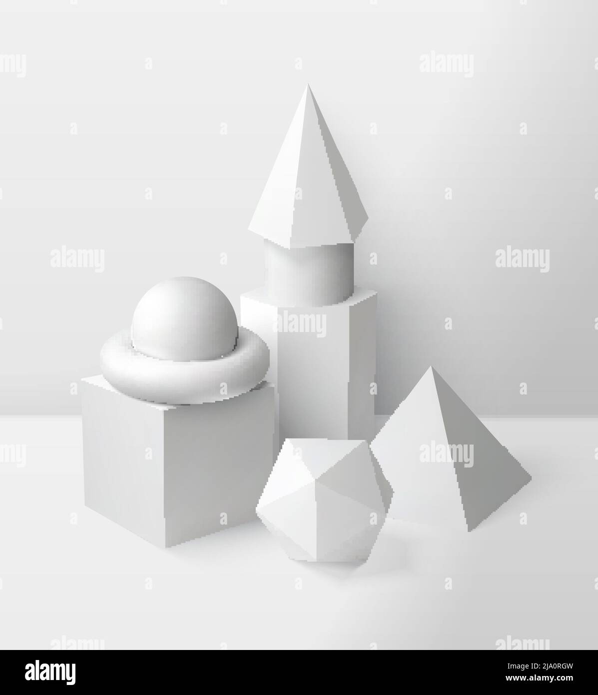 Basic shapes composition with triangle sphere and cube symbols ...