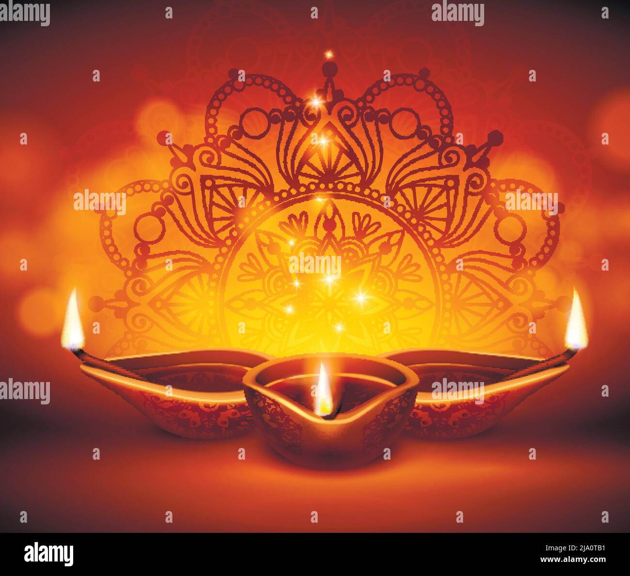 Diwali lanterns realistic composition with images of candles and ...