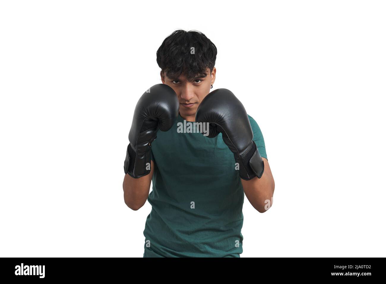 Young peruvian boxer on guard. isolated Stock Photo - Alamy