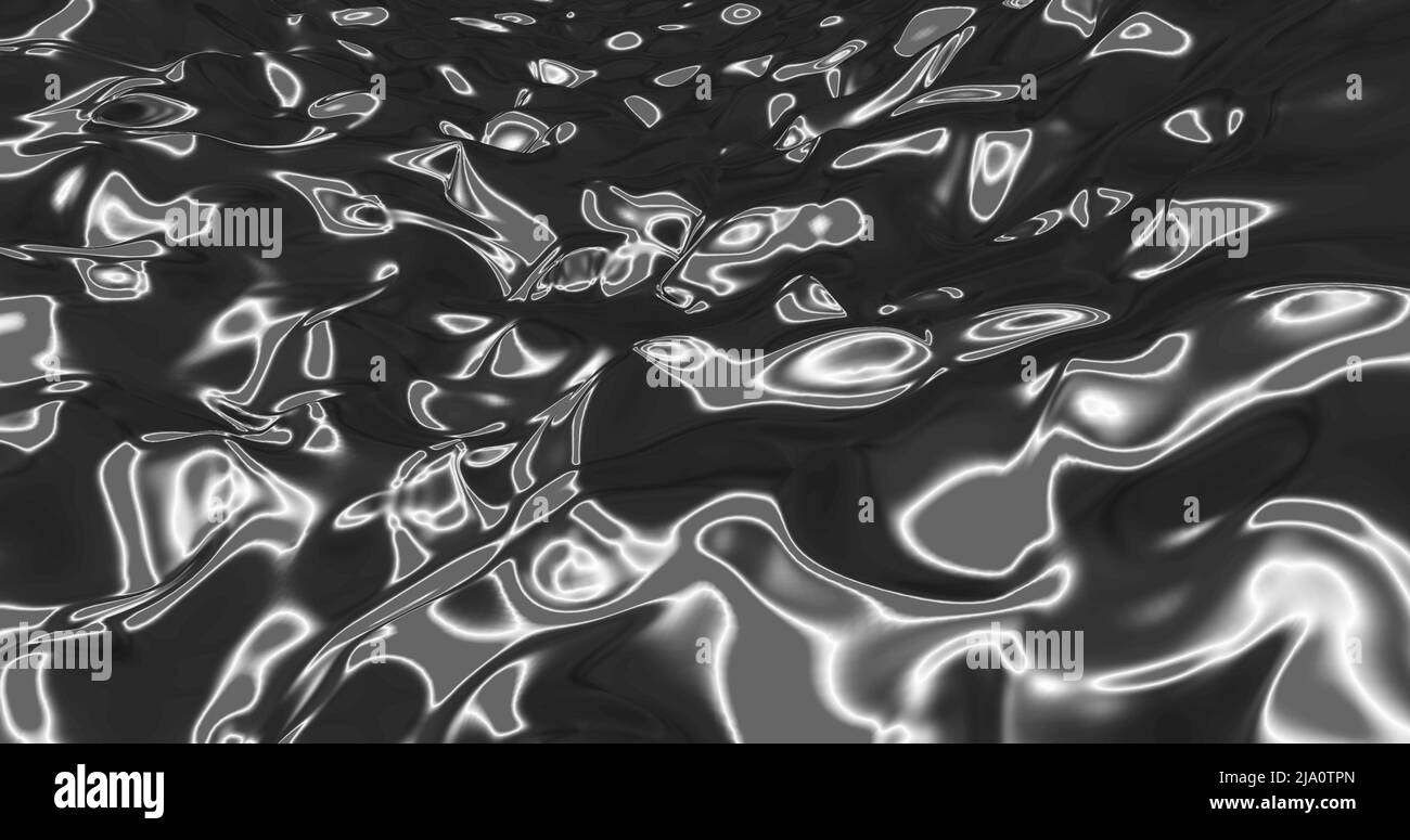 Image of 3d metallic silver grey liquid waving and flowing smoothly ...