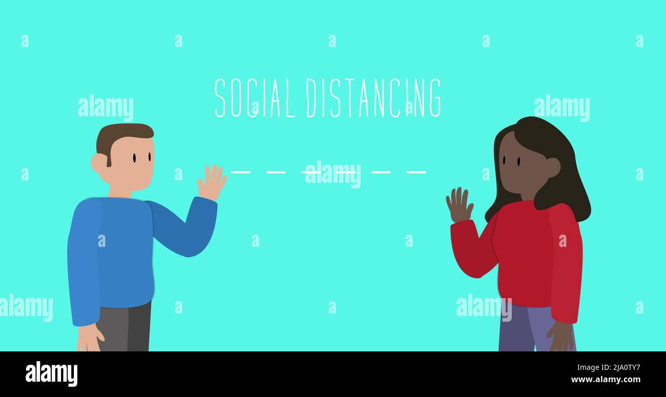 Image of two people waving at each other with the words social ...