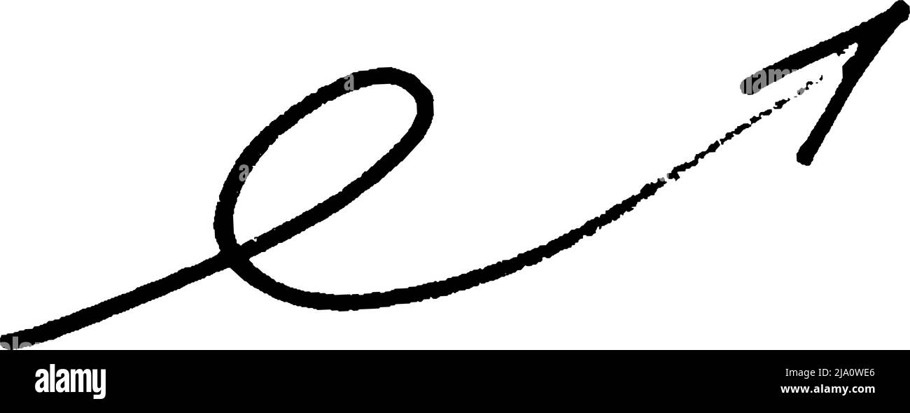 Brushstroke Arrow smooth two loop up. Hand drawn pointer Stock Vector ...