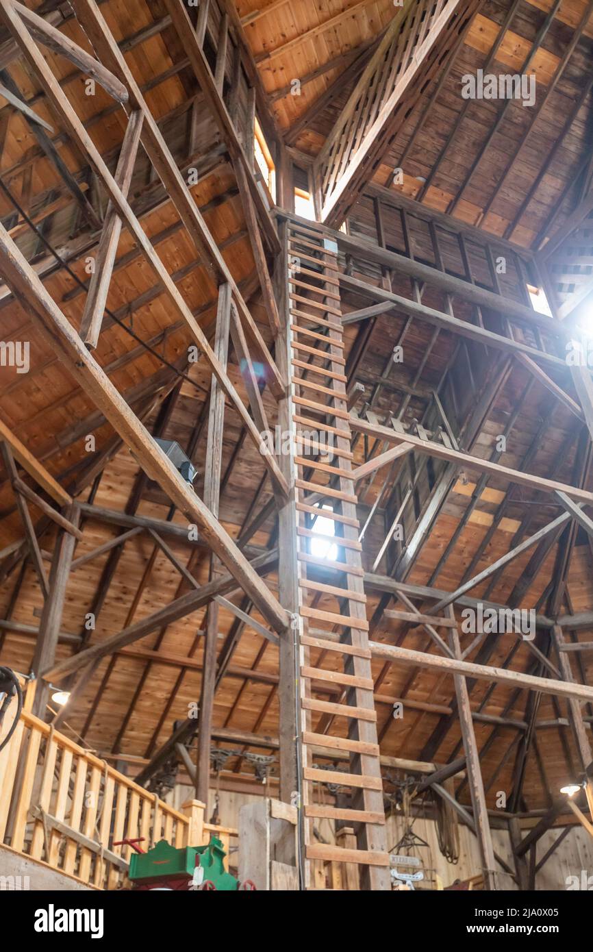 Gagetown, Michigan - A ladder inside the Thumb Octagon Barn in Michigan ...