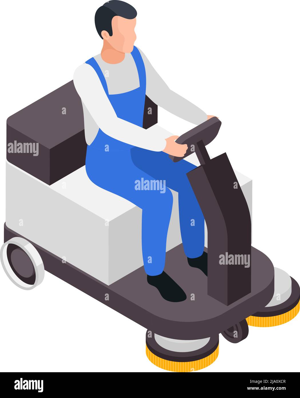 Professional cleaning service isometric composition with character of ...