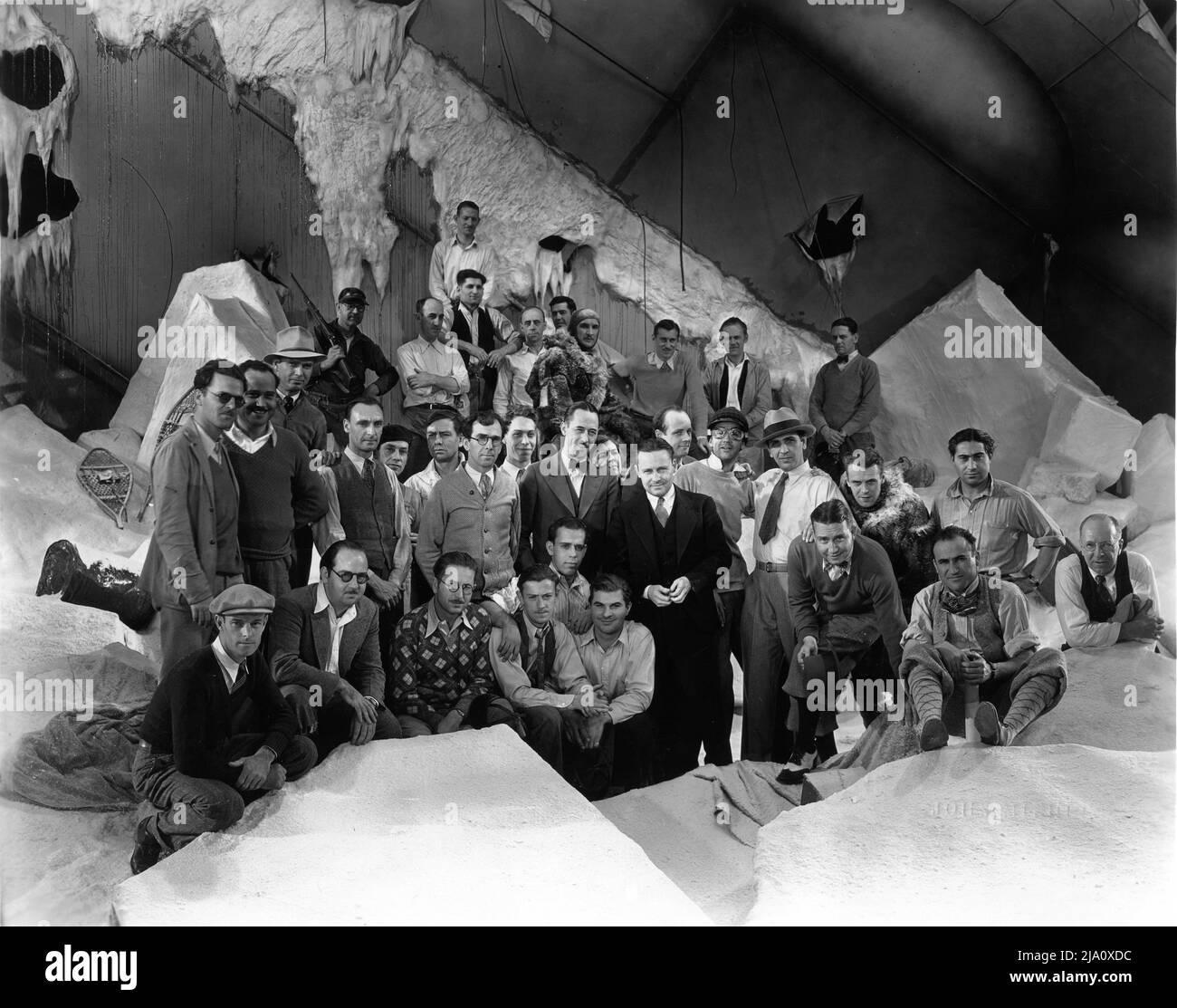 Movie / Film Crew on set group portrait at Tiffany Studio for possibly ...