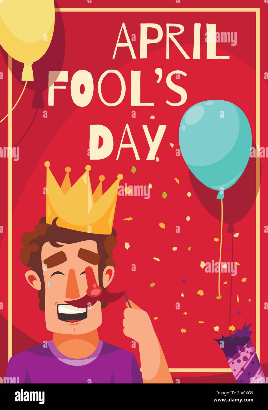 All fools day vertical composition with frame text balloons with ...