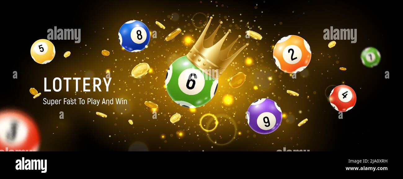 Realistic lotto balls horizontal background composition with text and ...