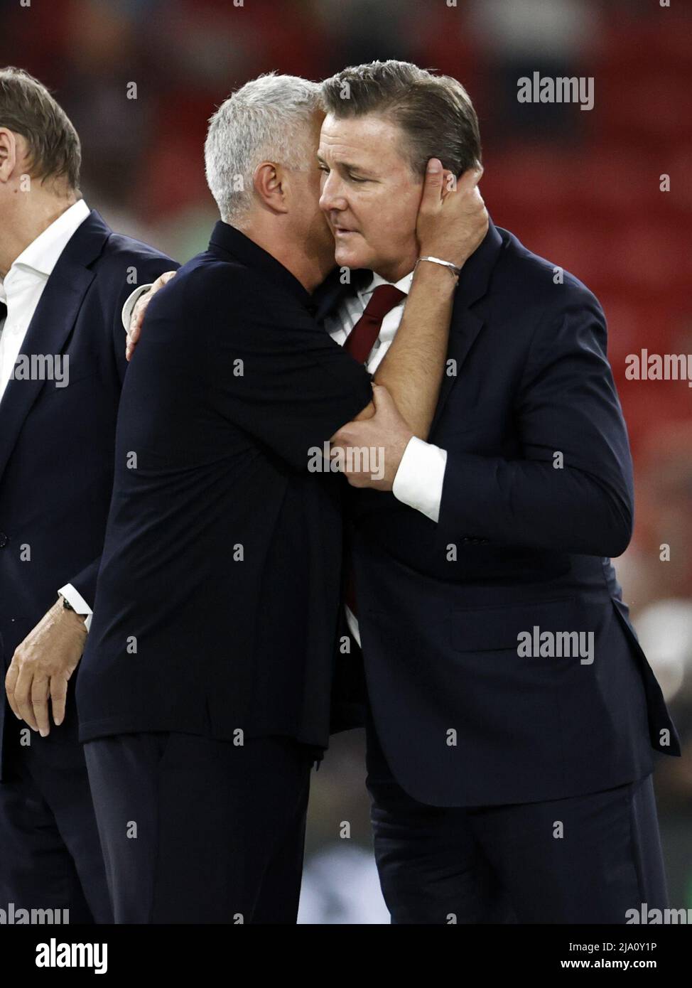 TIRANA - AS Roma coach Jose Mourinho, AS Roma owner Thomas Daniel ...