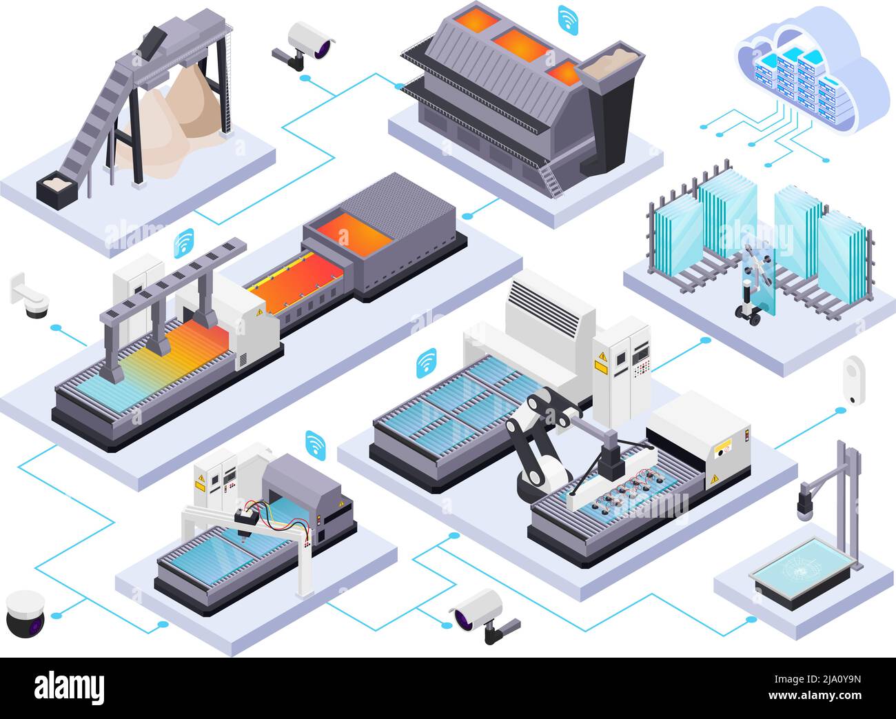 Vector isometric manufacturing machines hi-res stock photography and ...