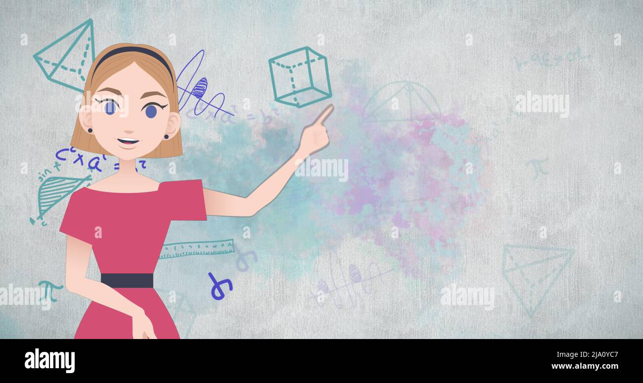Image of woman talking over mathematical equations Stock Photo - Alamy