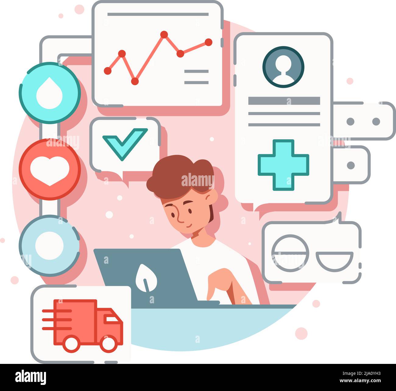 Online medicine flat composition with character of guy tracking orders ...