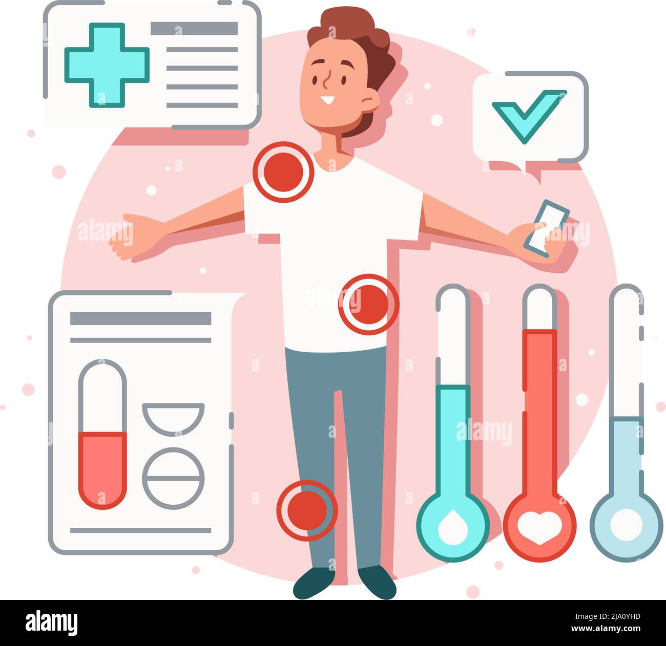 Online medicine flat composition with human character of patient with ...