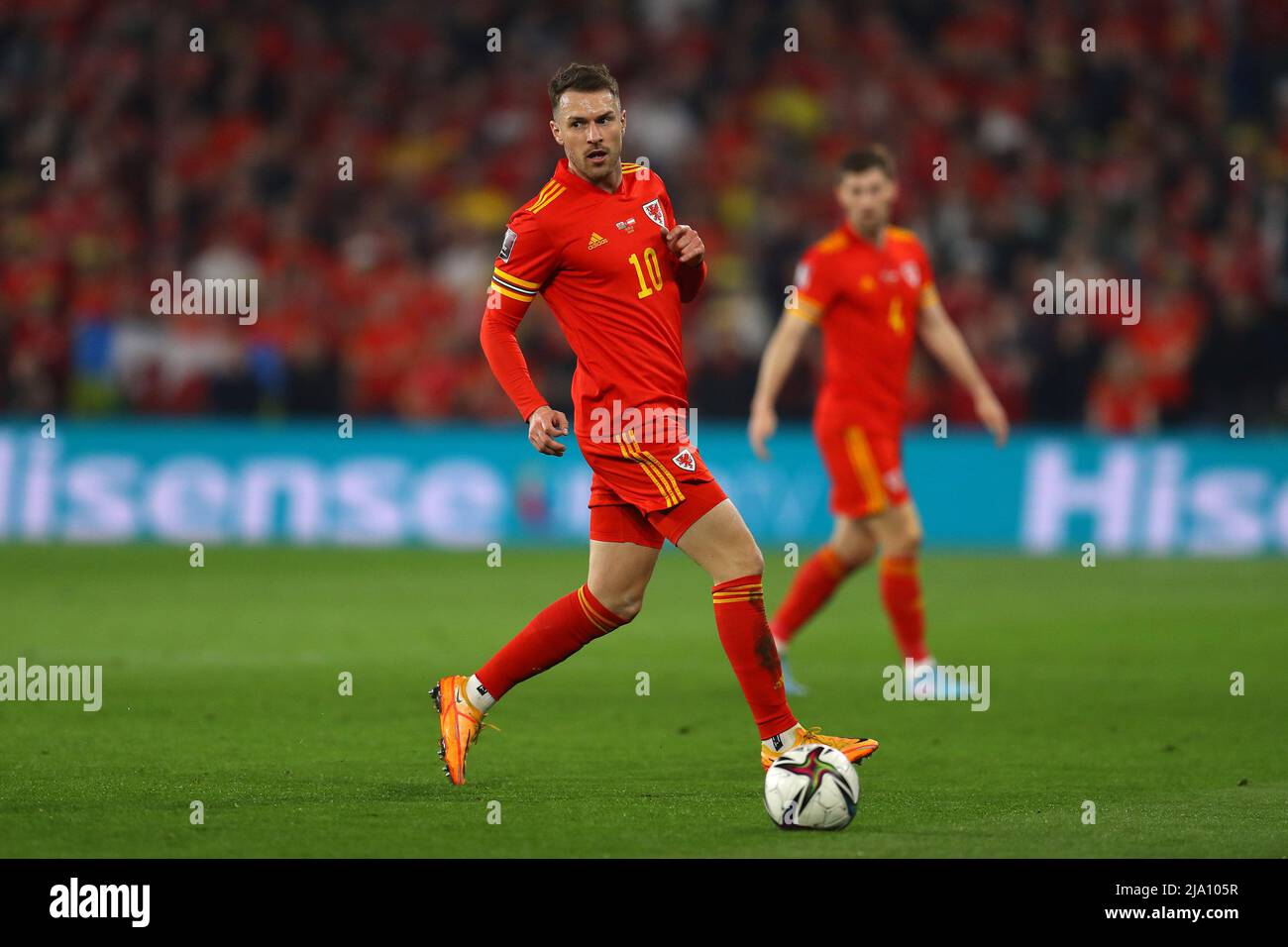 Aaron Ramsey of Wales in action. FIFA World Cup 2022 play off semi ...