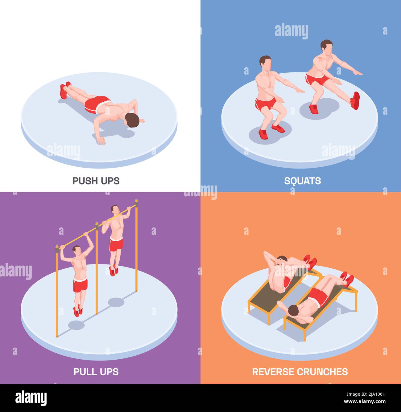 Workout isometric people design concept with human characters of ...
