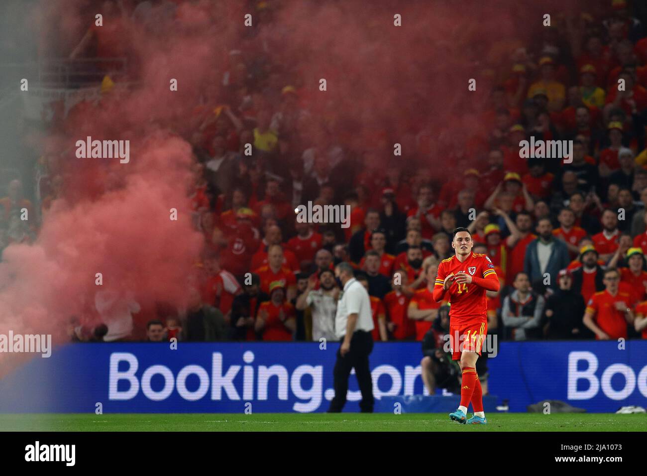 Connor Roberts of Wales looks on. FIFA World Cup 2022 play off semi ...