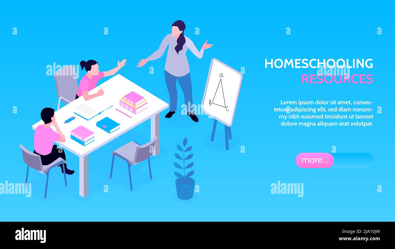 Homeschooling family create learning space horizontal background ...