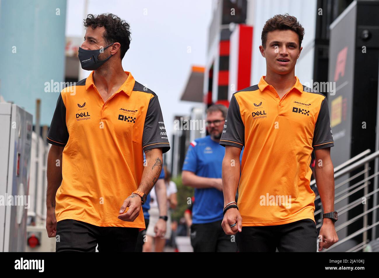 (L to R): Daniel Ricciardo (AUS) McLaren and Lando Norris (GBR) McLaren. Monaco Grand Prix ...