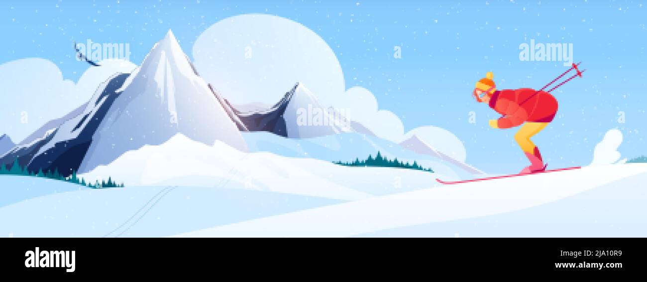 Ski resort composition with alpine skiing symbols flat vector ...