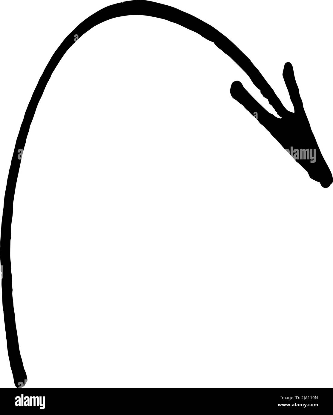 Brushstroke Arrow smooth down. Hand drawn pointer Stock Vector Image ...