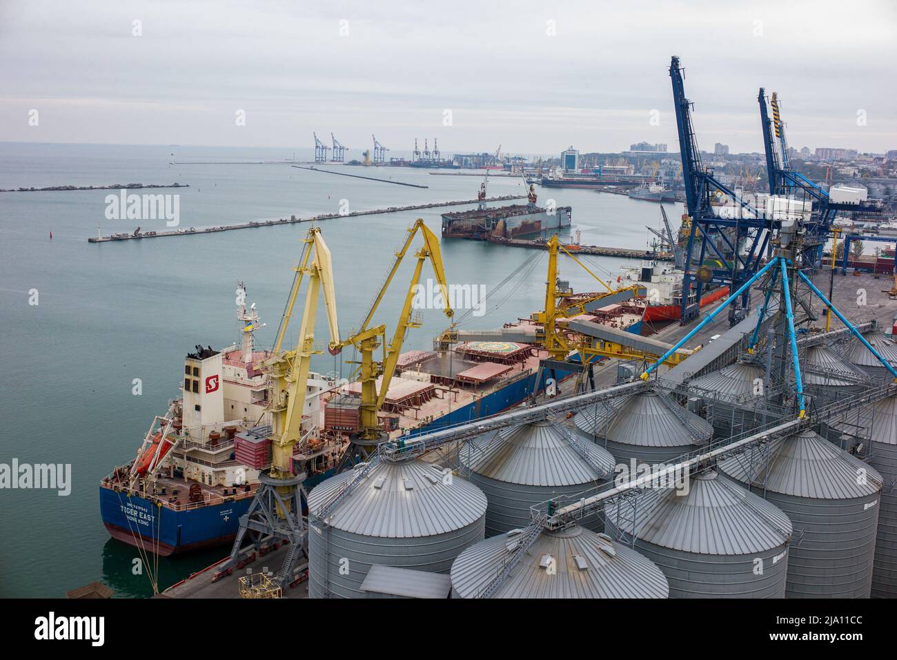 Grain terminals in Odessa seaport Stock Photo - Alamy