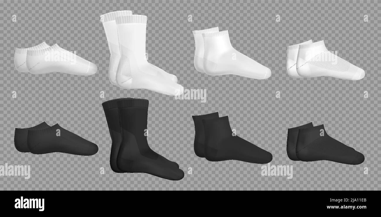 Black and white template examples of different casual socks types ...