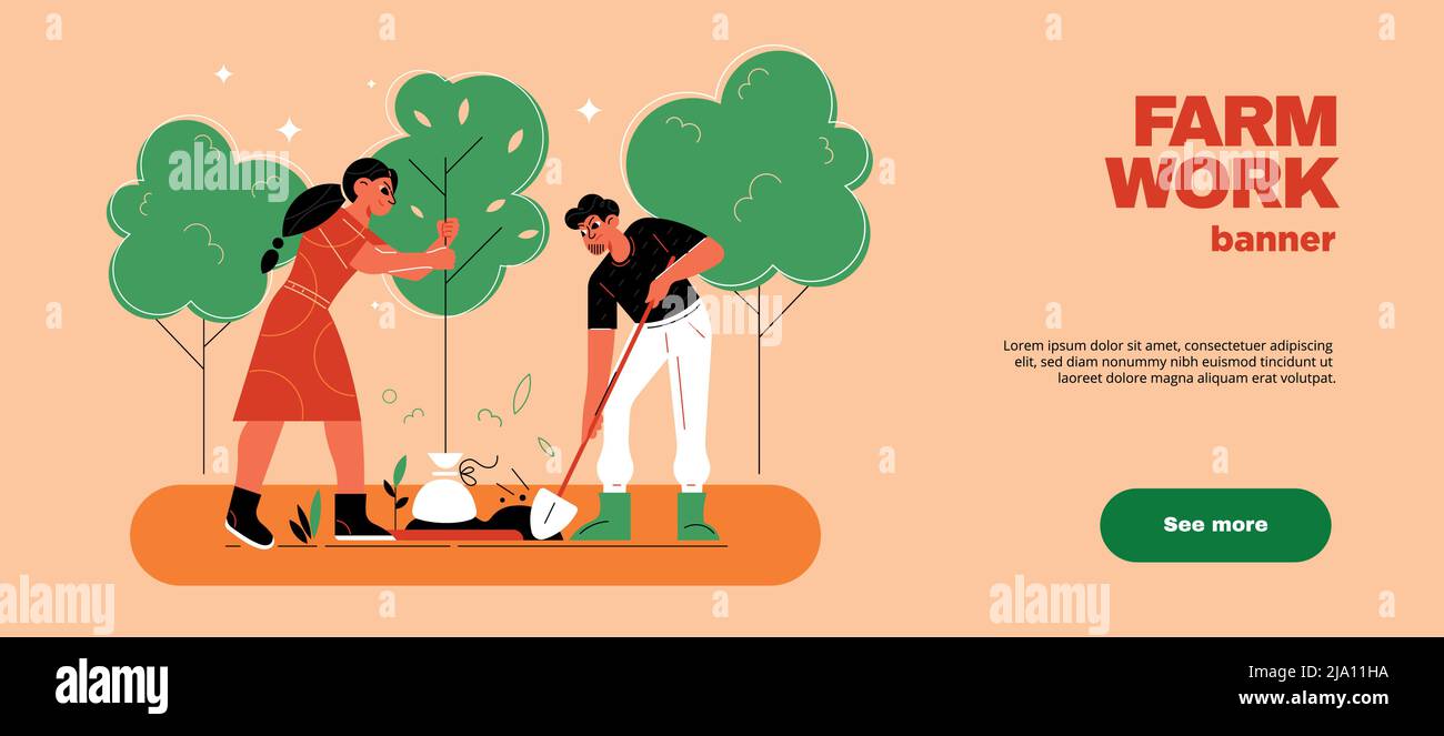 Farm horizontal banner with editable text see more button and ...