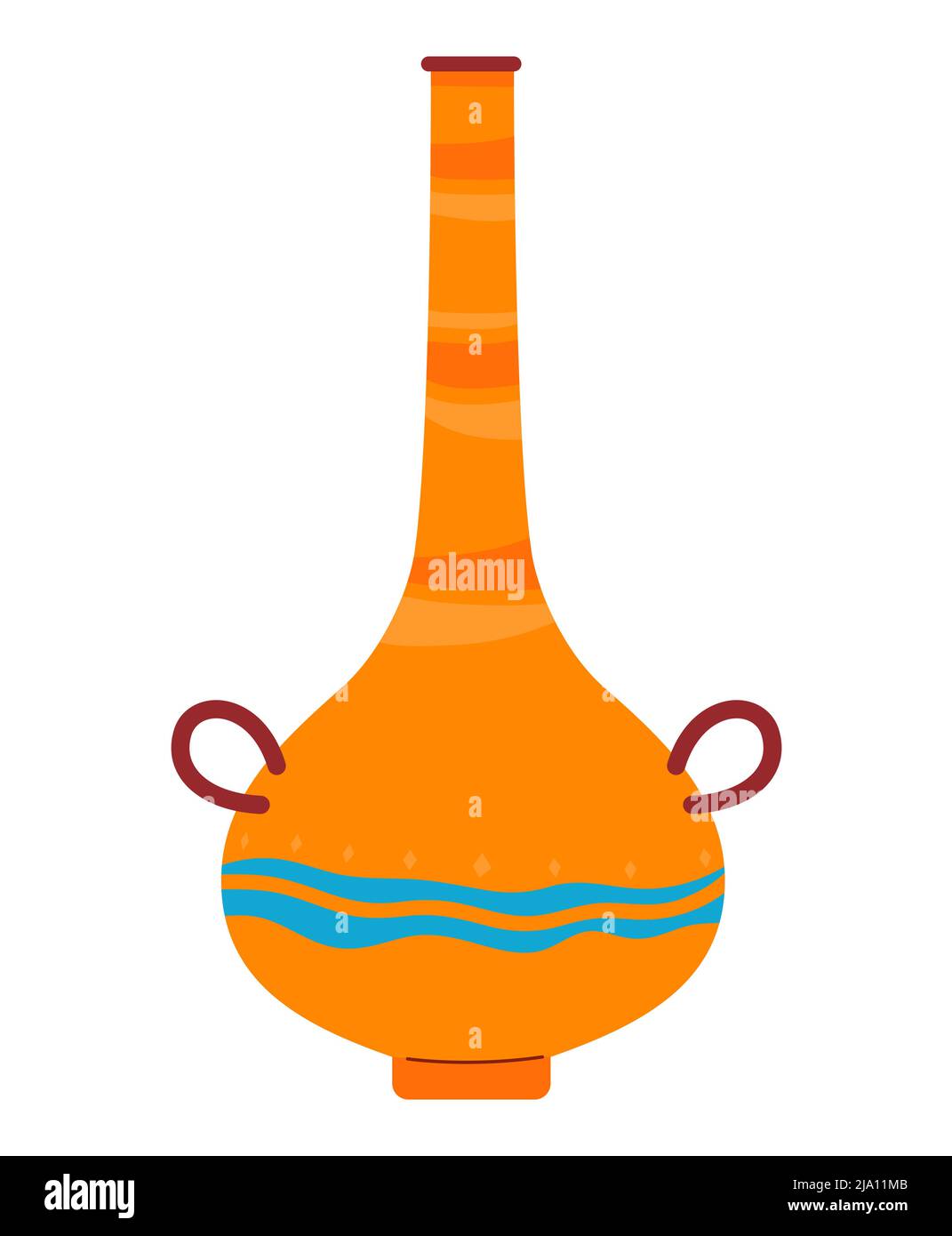 Clay tall amphora - modern flat design style single isolated object ...