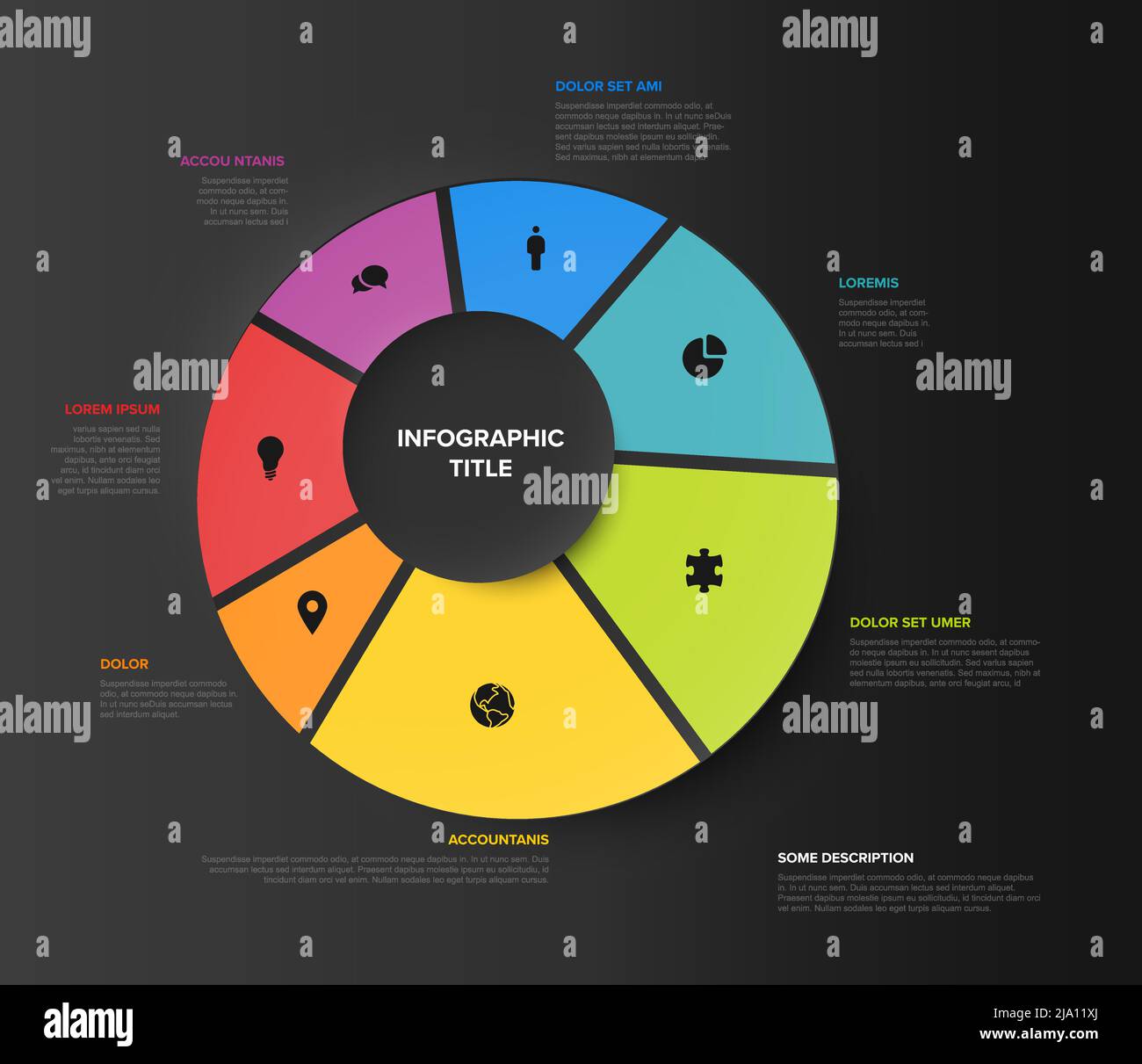 Vector multipurpose Infographic template made from seven pie chart ... Vector multipurpose Infographic template made from seven pie chart ...