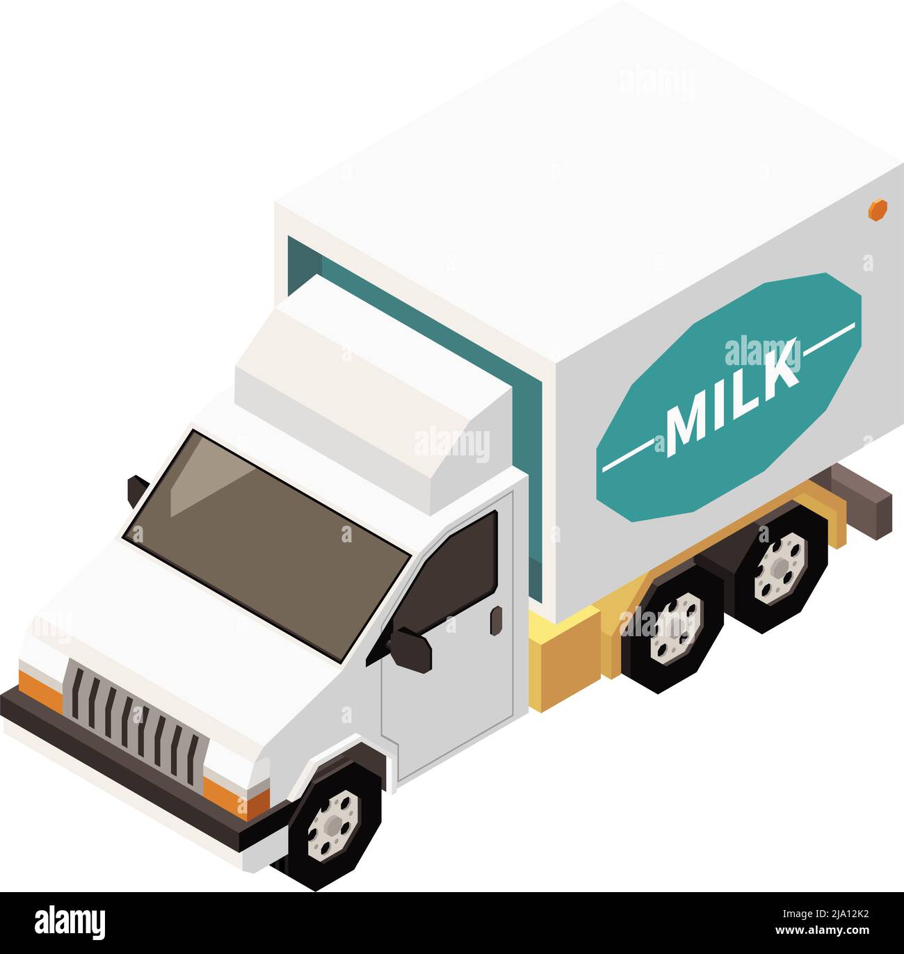 Milk production isometric composition with isolated image of milk truck ...