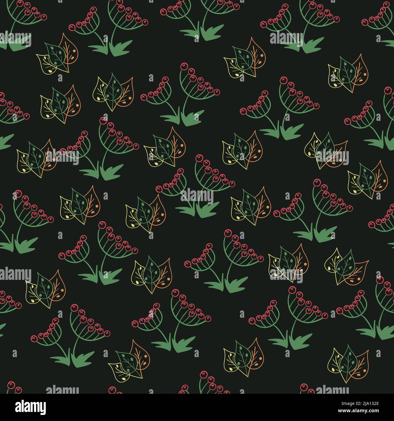 Autumn pattern leaves berries Stock Vector Images - Alamy