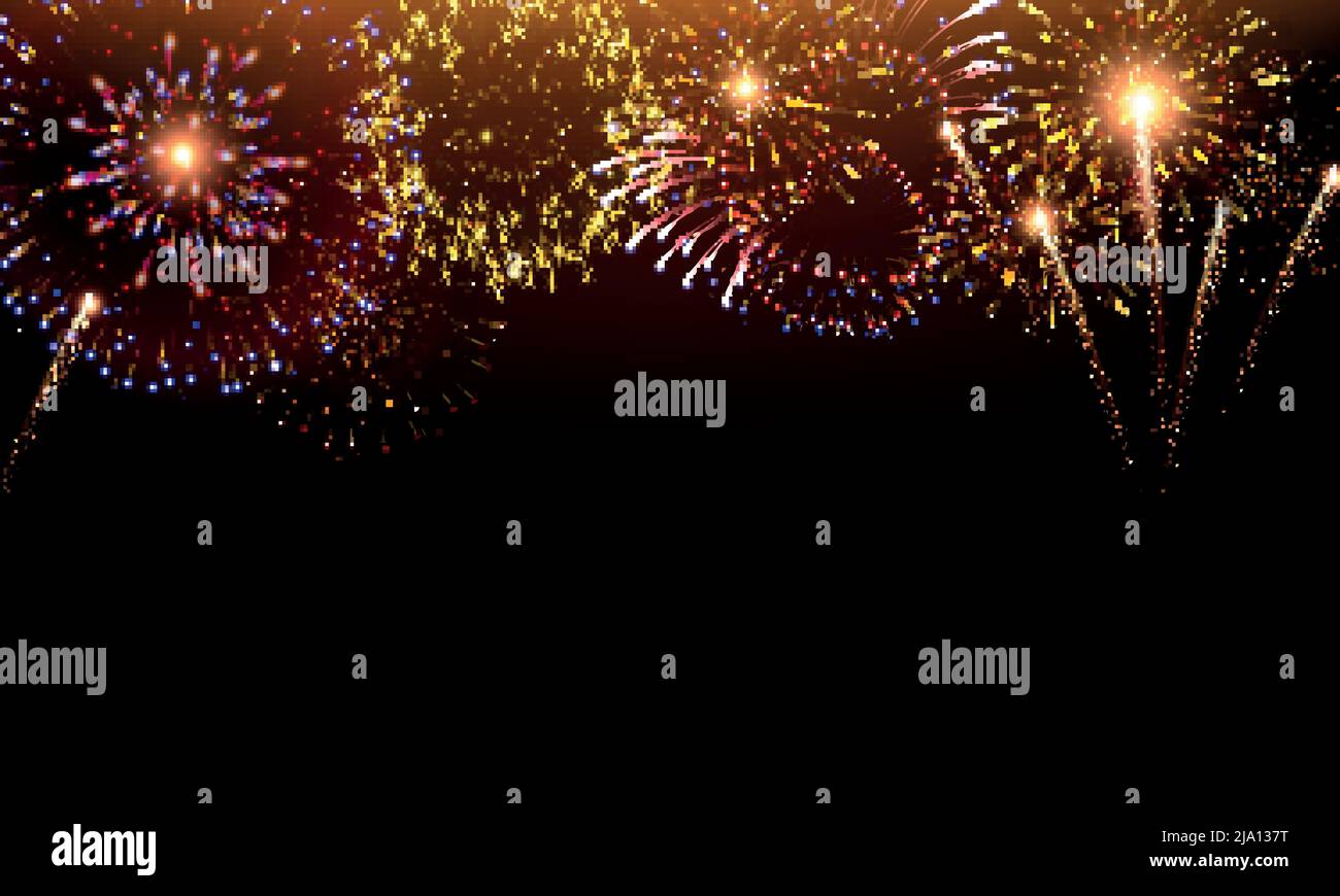 Pyrotechnics and fireworks background with animation on black ...
