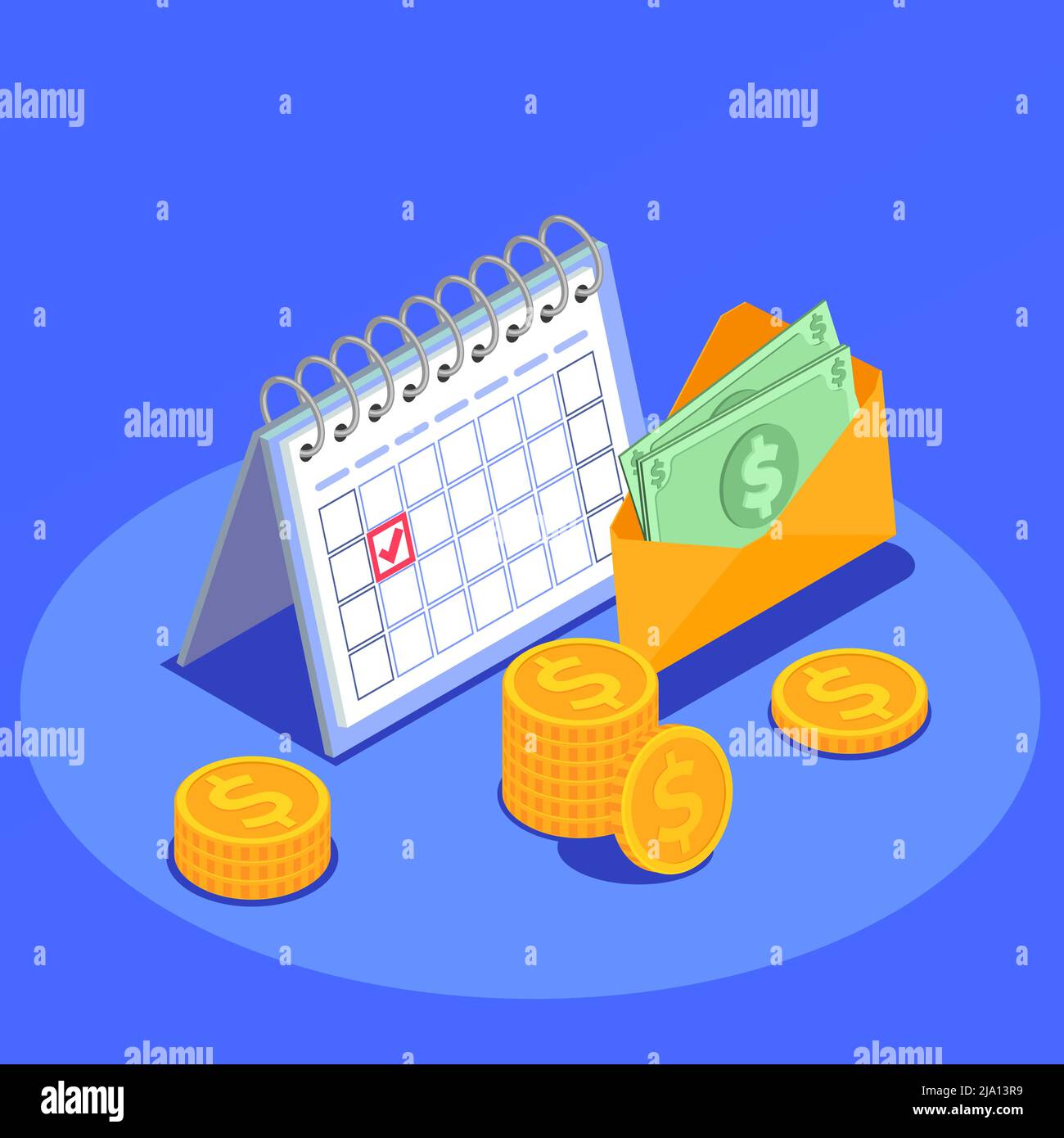 Social security isometric background with envelope with banknotes and ...