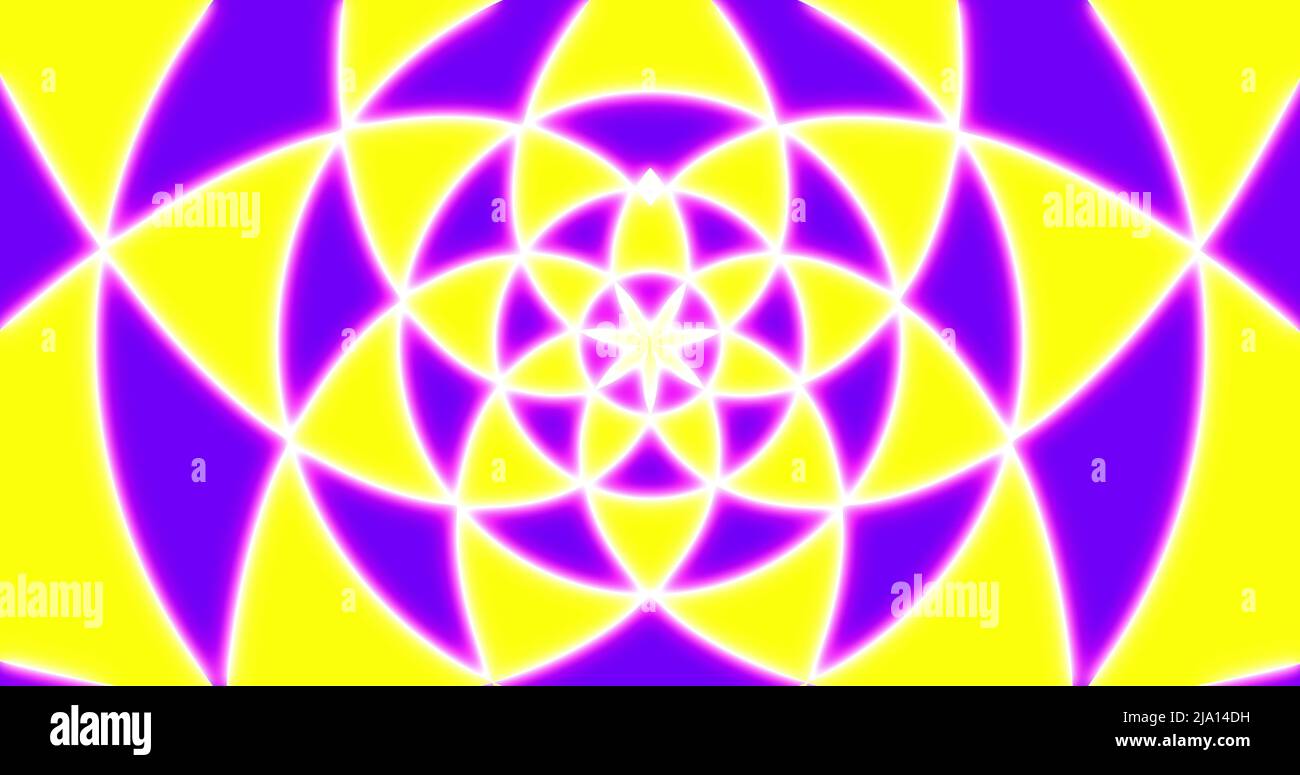 Image of purple and yellow neon pattern moving in hypnotic motion on ...