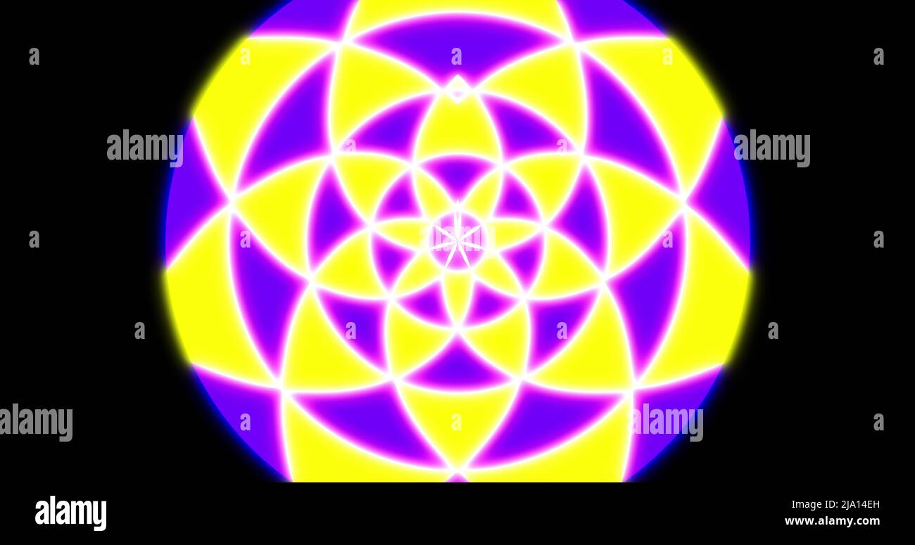 Image of purple and yellow neon pattern moving in hypnotic motion on ...