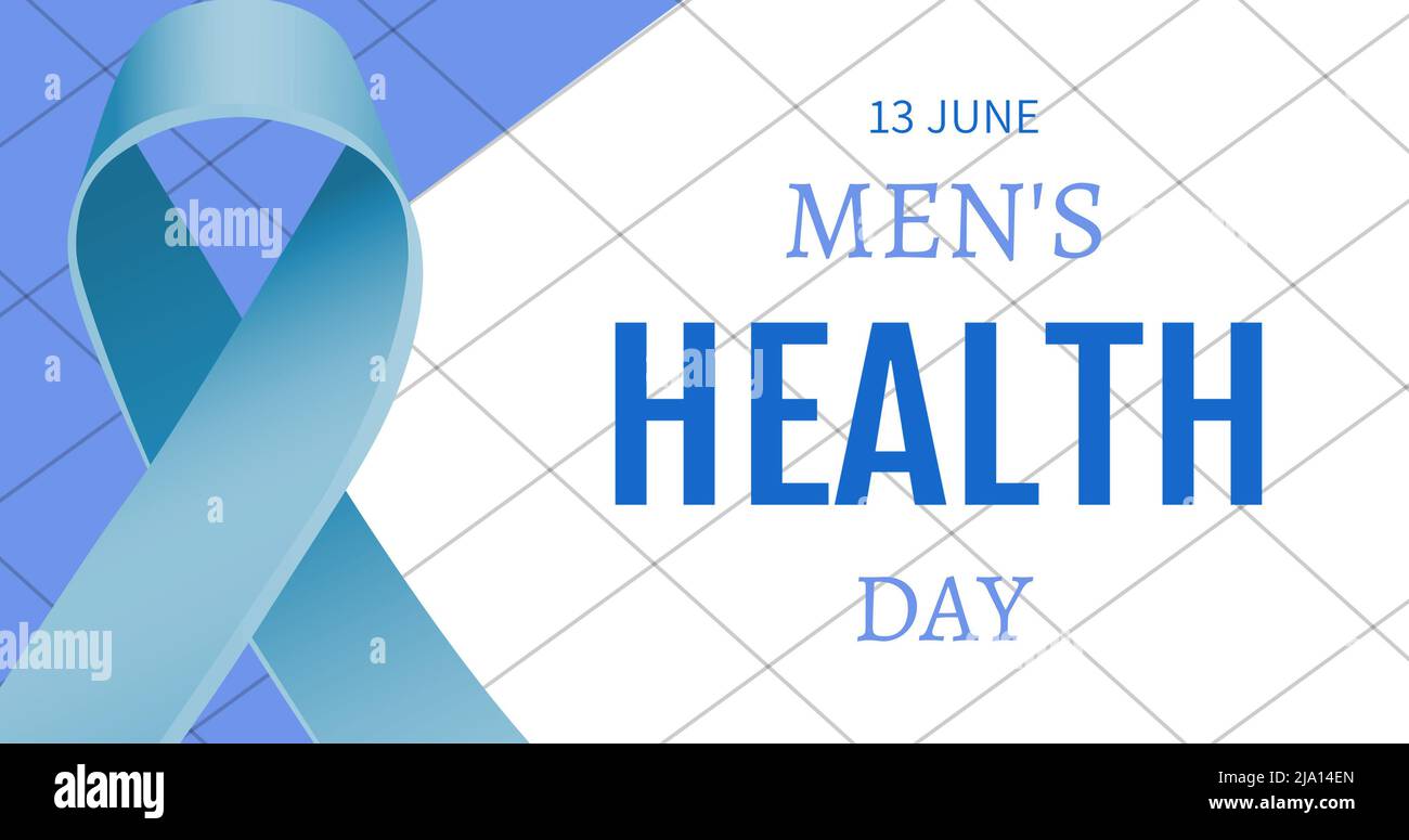 Image of mens health week text over blue ribbon Stock Photo - Alamy