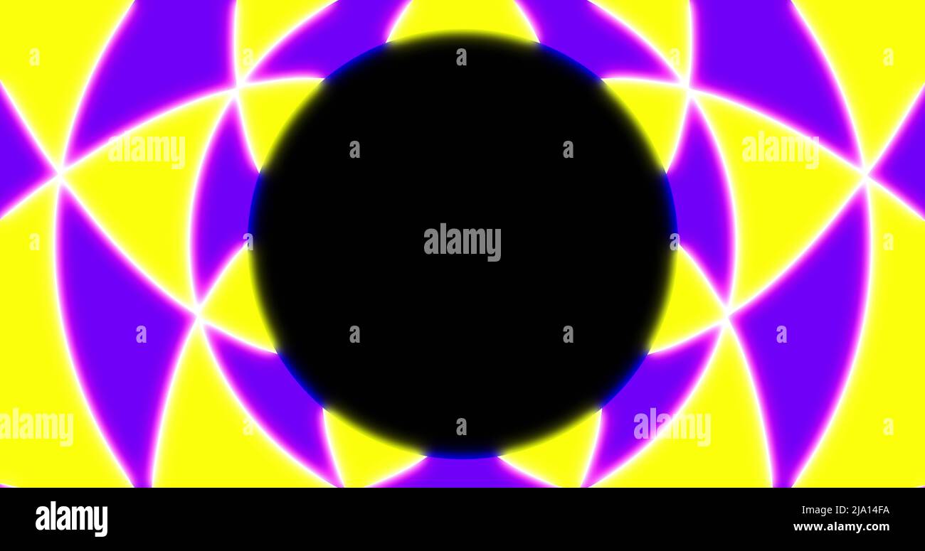 Image of purple and yellow neon pattern moving in hypnotic motion on ...