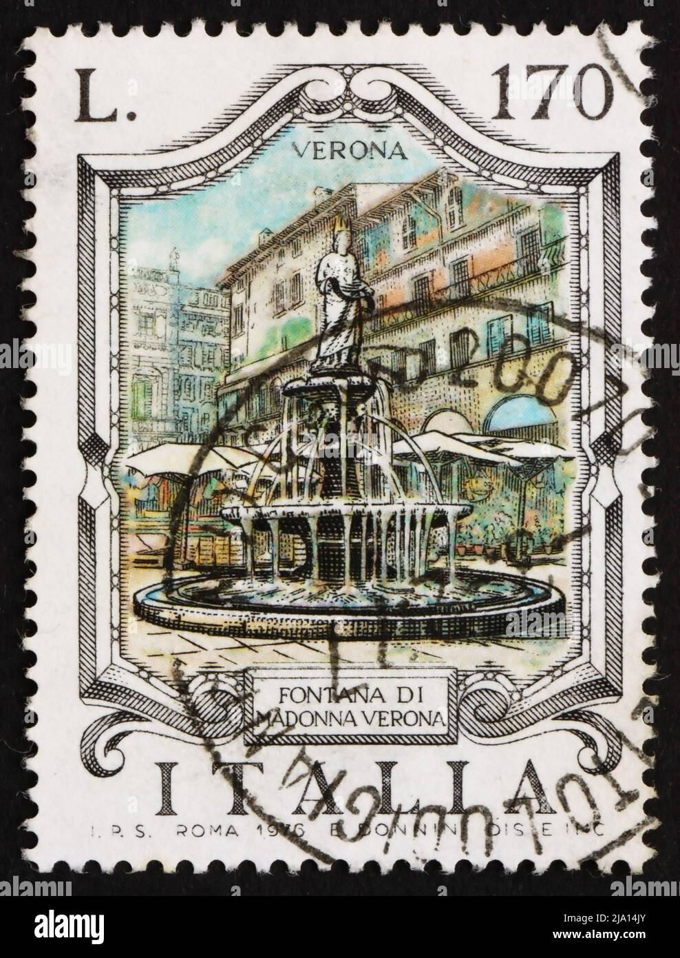 ITALY - CIRCA 1976: a stamp printed in the Italy shows Madonna Fountain ...