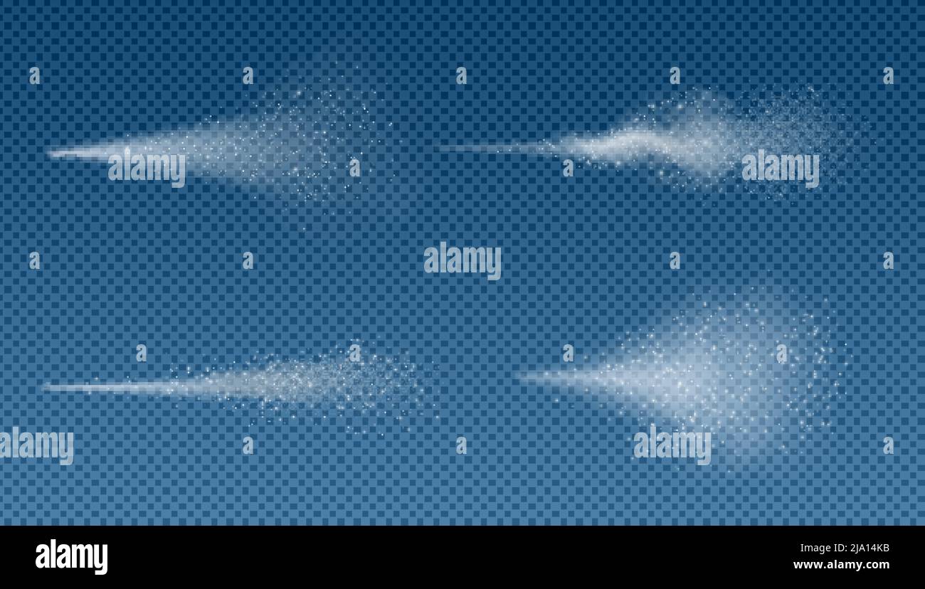 Wind and snow spray transparent set realistic isolated vector ...