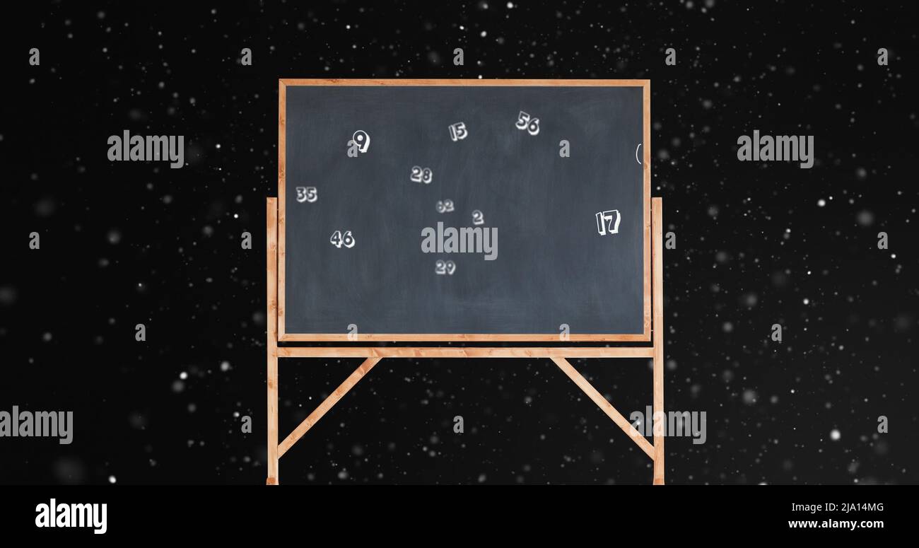 Image of numbers moving over blackboard on black background Stock Photo ...