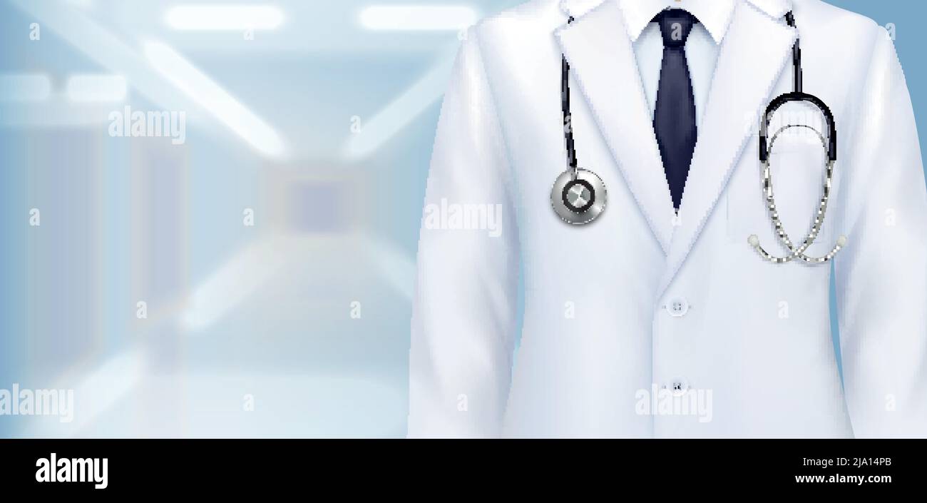 Doctor uniform background composition with realistic closeup view of ...